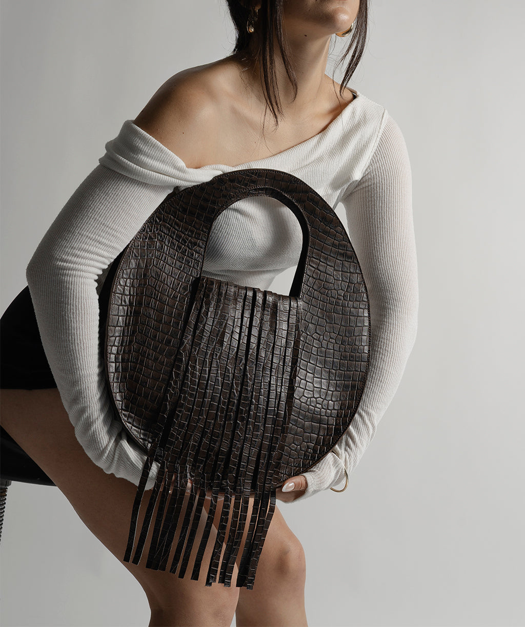 JULIETA DARK CHOCOLATE CROCO PRE-ORDER – AELE Leather Atelier